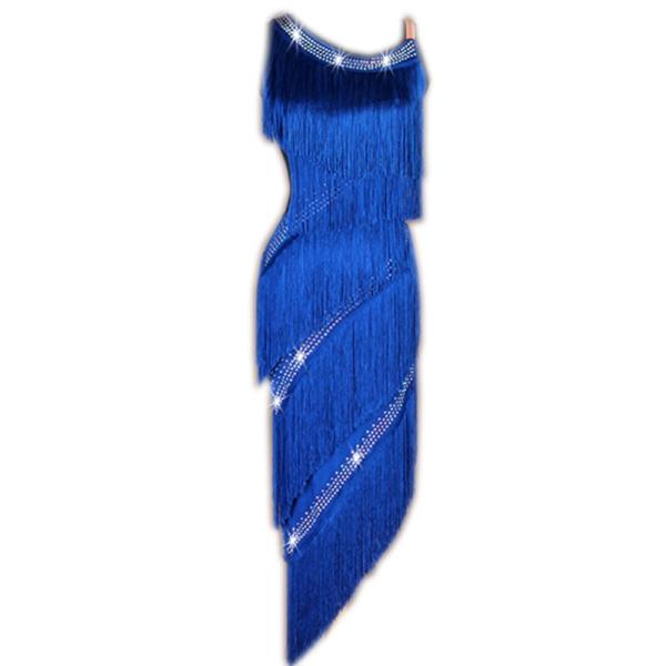 ストレッチ素材で動きやすく、発表会、競技、練習などにおすすめのレディースモダン社交ダンス衣装です。伸縮性がありとても着心地が良いワンランク上の生地を使用しています。[サイズ/cm]     S/　　着丈80-85 　バスト78-84　　ウエ...