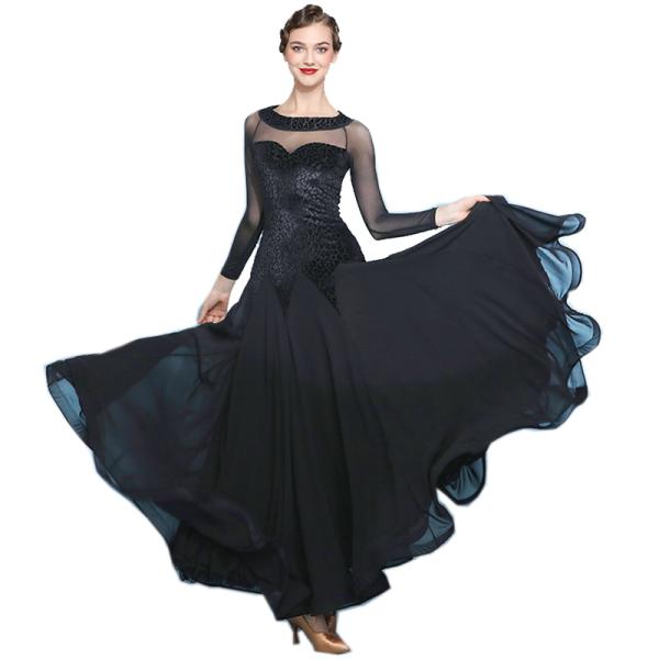 ストレッチ素材で動きやすく、発表会、競技、練習などにおすすめのレディースモダン社交ダンス衣装です。伸縮性がありとても着心地が良いワンランク上の生地を使用しています。女性ラテンダンスドレスサルサ、サンバ、ルンバ タンゴに向きセクシーな踊りドレ...