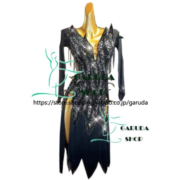 ストレッチ素材で動きやすく、発表会、競技などにおすすめのレディースモダン社交ダンス衣装です。高級ドレス、ぜひお楽しみにしてください。魅力のセミオーダーも対応させていただきます。[サイズ/cm] Sサイズ   身長150-157cm バスト7...