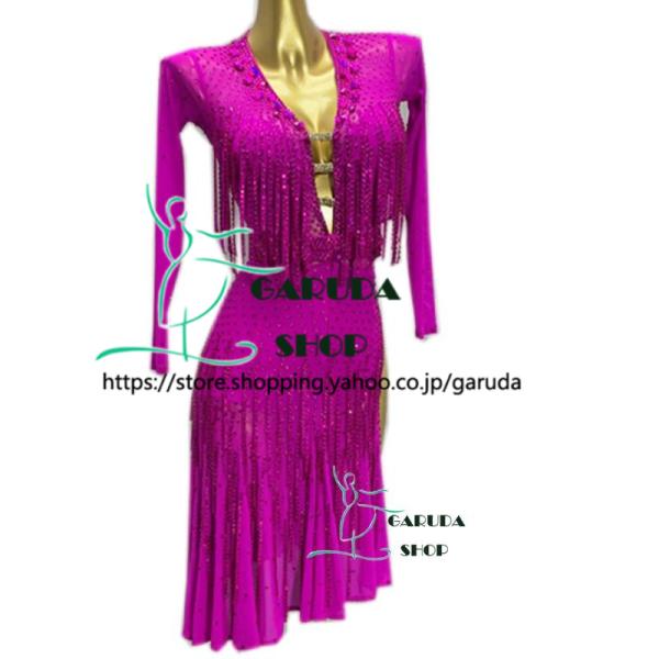 ストレッチ素材で動きやすく、発表会、競技などにおすすめのレディースモダン社交ダンス衣装です。高級ドレス、ぜひお楽しみにしてください。魅力のセミオーダーも対応させていただきます。[サイズ/cm] Sサイズ   身長150-157cm バスト7...