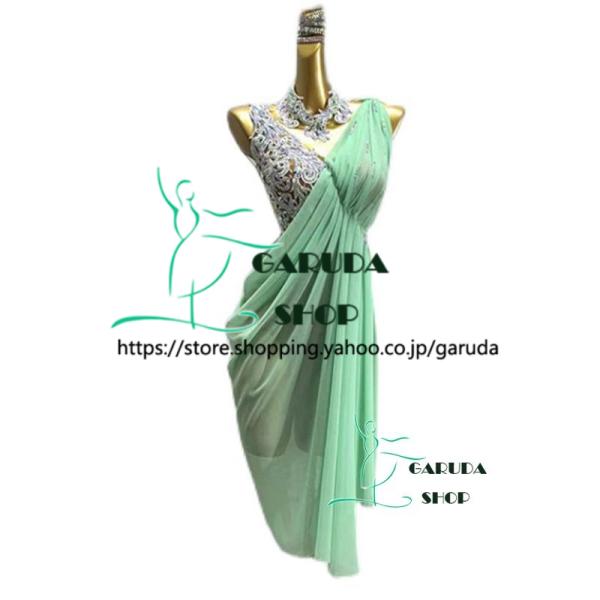 ストレッチ素材で動きやすく、発表会、競技などにおすすめのレディースモダン社交ダンス衣装です。高級ドレス、ぜひお楽しみにしてください。魅力のセミオーダーも対応させていただきます。[サイズ/cm] Sサイズ   身長150-157cm バスト7...