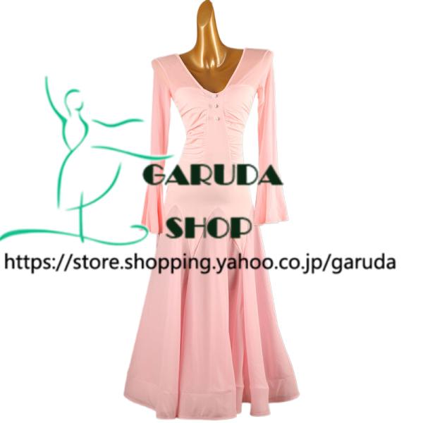 ストレッチ素材で動きやすく、発表会、競技、練習などにおすすめのレディースモダン社交ダンス衣装です。伸縮性がありとても着心地が良いワンランク上の生地を使用しています。ぜひお楽しみにしてください。[サイズ/cm] S/　　着丈125　バスト78...