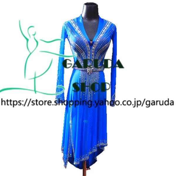 ストレッチ素材を使用しているため動きやすく、発表会や競技などにおすすめのレディースラテンドレスです。高級ドレスをぜひお楽しみにしてください。魅力的なセミオーダーも承っております。Sサイズ  身長150-157 バスト79-83 ウエスト62...