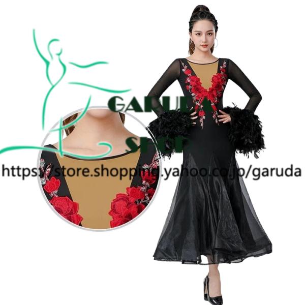 ストレッチ素材で動きやすく、発表会、競技、練習などにおすすめのレディースモダン社交ダンス衣装です。伸縮性がありとても着心地が良いワンランク上の生地を使用しています。女性ラテンダンスドレスサルサ、サンバ、ルンバ タンゴに向きセクシーな踊りドレ...