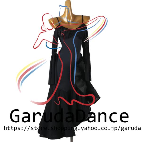 ストレッチ素材で動きやすく、発表会、競技、練習などにおすすめのレディースモダン社交ダンス衣装です。伸縮性がありとても着心地が良いワンランク上の生地を使用しています。[サイズ/cm]     S/　　バスト78-84　　ウエスト62-66　ヒ...