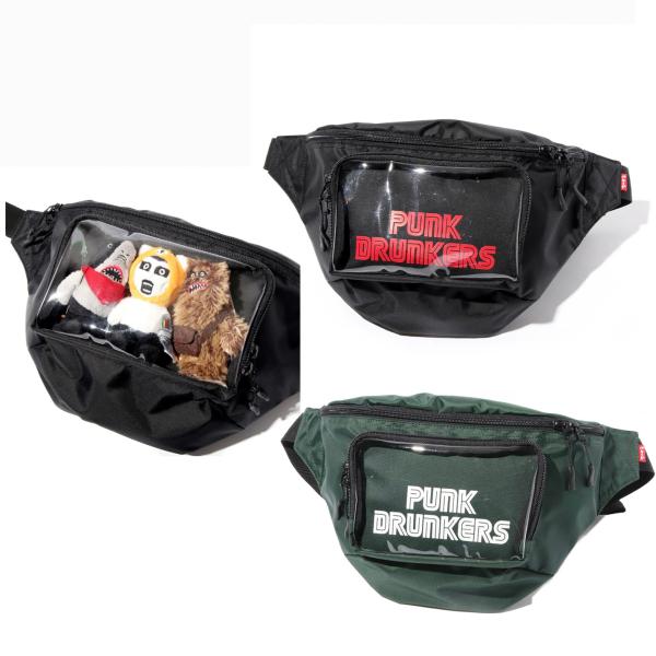 【ブランド】PUNK DRUNKERS / パンクドランカーズ【商品名】　アピールウエストBAG【状態】　新品、未使用、正規品【カラー】　グリーン、ブラック【サイズ】　23cm×32cm×10cm(縦×横×奥行)：ストラップ長さ最大105c...