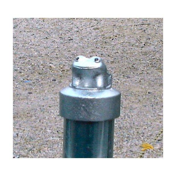 無事かえる・福かえる・お金かえるの縁起の良いミニチュア蛙が付いたの単管キャップです。材質：ダクタイル締付：ナベ頭小ネジ規格：単管φ48.6用パイプ挿入部分は、35mm（一部商品除く）