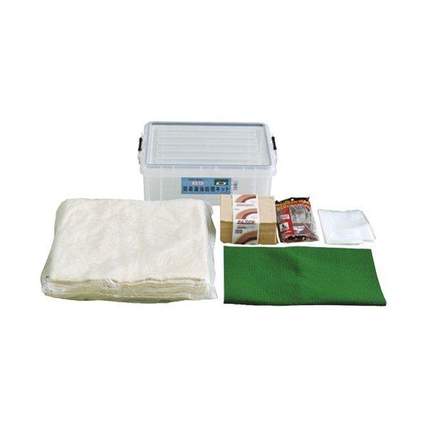 緊急時に必要なアイテムがコンパクトに収納された、便利な油液処理キット漏油の緊急時に必要なアイテムが同梱コンテナ入りなので保管や持ち運びに便利オイルキャッチャーで油を効率よく吸着