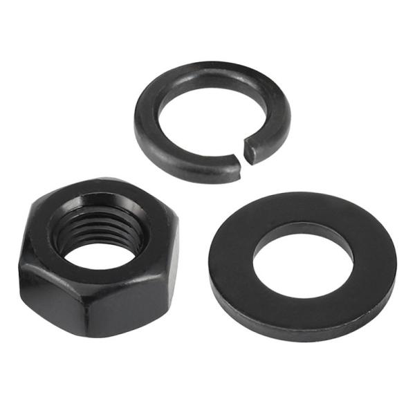 商品内容：ナット / スプリングワッシャー / 平ワッシャー呼び寸：M33ピッチ：3.5mm二面幅：50mm入数：1セット材質：炭素鋼(黒染め)強度区分：12.9画像は表記サイズと異なる代表商品を使用している場合がございます。