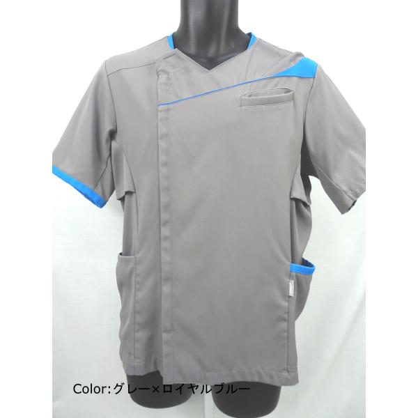 ●メーカー：住商モンブラン(asics)●品番：CHM854-4043●商品名：メンズスクラブ【中古】●カラー： グレー×ロイヤルブルー●サイズ：・S(着丈:69 バスト:104 肩幅:41 袖丈:25)・M(着丈:69 バスト:108 肩...