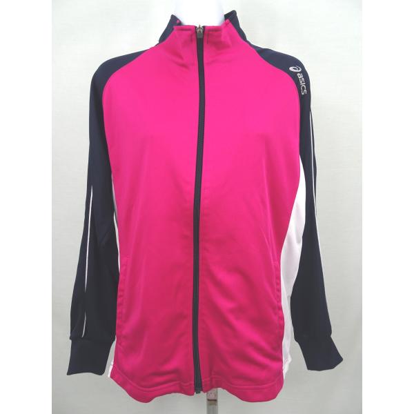 ●メーカー：住商モンブラン●品番：CHM511-5024●商品名：男女兼用トレーニングジャケット(アシックス)【中古】●カラー： ピンク×ネイビー●サイズ： ・S（着丈:65 バスト:104 裄丈:79)・M (着丈:67 バスト:109 ...
