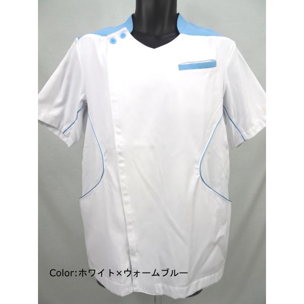 ●メーカー：住商モンブラン(asics)●品番：CHM558-0104●商品名：メンズジャケット【中古】●カラー： ホワイト×ウォームブルー●サイズ：・L(着丈:74 バスト:112 肩幅:45 袖丈:25)●素材・ポリエステル100％・ソ...