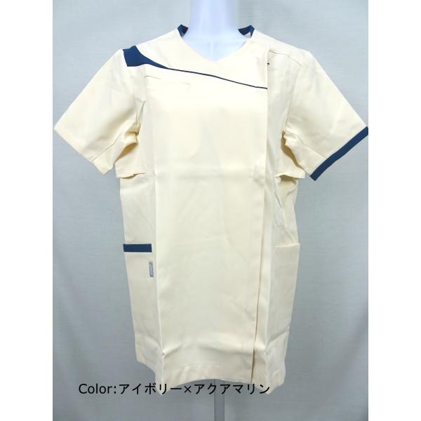 ●メーカー：住商モンブラン(asics)●品番：CHM354-0549●商品名：レディススクラブ●カラー： アイボリー×アクアマリン●サイズ：  ・L(着丈:70 バスト:101 肩幅:40 袖丈:21)●素材・ポリエステル100％・ソフト...