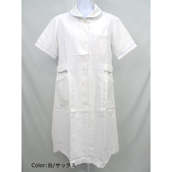 ●メーカー：住商モンブラン●品番：73-1372●商品名：ナースワンピース【中古】●カラー：白/サックス●サイズ：・M(着丈:100 胸囲:98 肩幅:40 袖丈:22)・L(着丈:102 胸囲:100 肩幅:41 袖丈:23)●素材：・ポ...