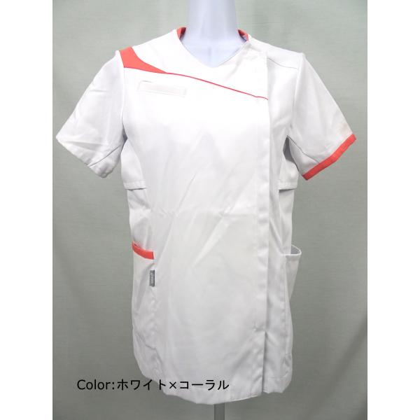 ●メーカー：住商モンブラン(asics)●品番：CHM354-0192●商品名：レディススクラブ●カラー： ホワイト×コーラル●サイズ：・M (着丈:69 バスト:97 肩幅:39 袖丈:21)・L(着丈:70 バスト:101 肩幅:40 ...