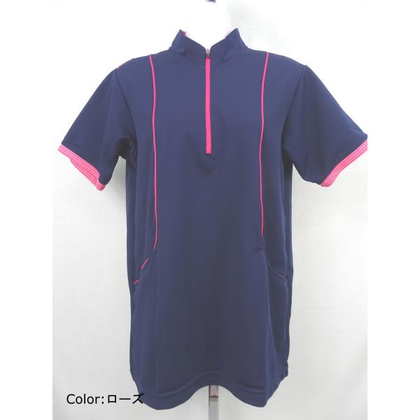 ●メーカー：シャロレー●品番：6935-43●商品名：男女ジップシャツ　爆買●カラー：ローズ●サイズ： ・S(バスト:96 着丈:67 肩幅:40 袖丈:21)・M(バスト:102 着丈:69 肩幅:42 袖丈:22)・L(バスト:108 ...