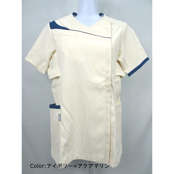 ●メーカー：住商モンブラン(asics)●品番：CHM354-0549●商品名：レディススクラブ【中古】●カラー： アイボリー×アクアマリン●サイズ：・M(着丈:69 バスト:97 肩幅:39 袖丈:21)  ・L(着丈:70 バスト:10...