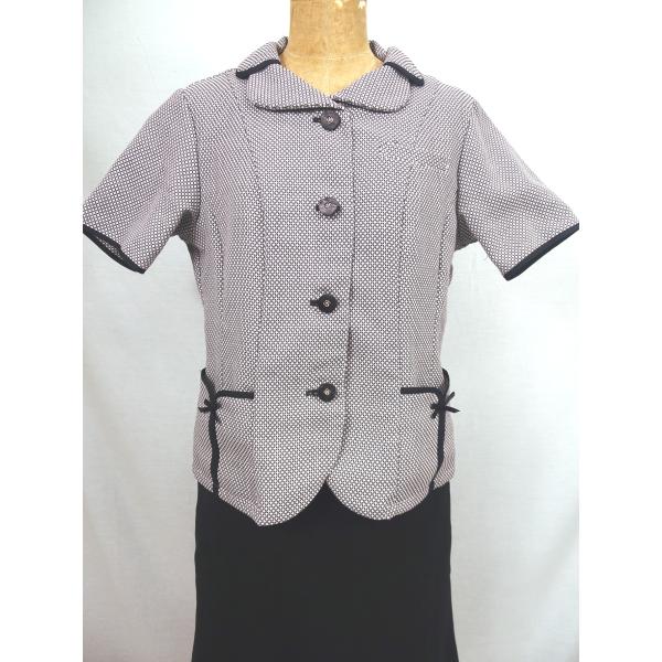 ●メーカー：FOLK●品番：FB71009-3●商品名：事務服オーバーブラウス【中古】●カラー：ピンク×グレー●サイズ：・7号(着丈:53 胸囲:92 肩幅:38 袖丈:20)・9号(着丈:54 胸囲:96 肩幅:39 袖丈:21)・11号...