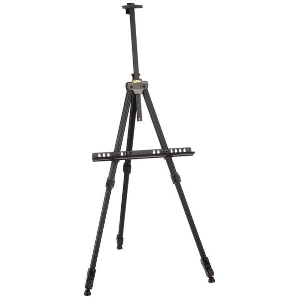 イーゼル　メタルイーゼル　3段　黒　ターレンス　TME-BN サイズ：高さ1.750×横810×奥行750mm　仕舞寸法640mm重量：1.050g　素材：アルミ製押さえ/受け・奥行き：40/40mm付属品：携帯用バッグ。取扱い説明書付絵画...
