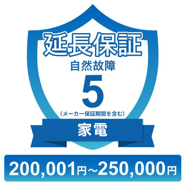 家電自然故障保証【5年に延長】200,001円〜250,000円 チケット