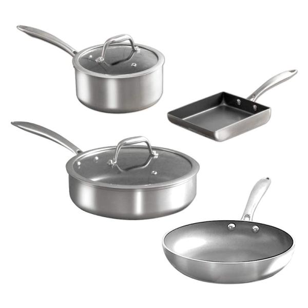 【商品の特徴】・ステンレスやコッパーのような風合いで高級感のあるフライパン、鍋のセットです・ダイヤモンドコーティングを使用し、こびりつきにくく、丈夫で長持ちします・ダイヤモンドコーティングとは、人工ダイヤモンドを細かい粒子状にしてふっ素樹脂...