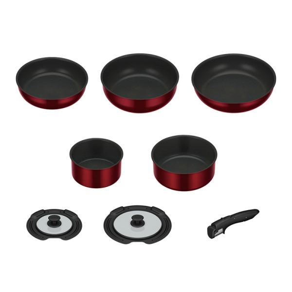 【商品の特徴】焼く、煮る、炊く、オーブン料理がこれ一つで！IH・ガス火両方OK！フライパン・鍋5点に取っ手やフタがセットになった充実の8点セット！耐久性コーティングで耐摩耗性の高さと焦げつきにくさが特長。【商品の仕様】品番： KSD-8A内...