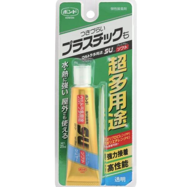 ◆用途屋内・屋外・凹凸面・水回りの接着と補修。おもちゃ・バッグ・靴・壁紙・家具・スポーツ用品・家電製品・自動車・自転車・フック等・金属・硬質プラスチック・木材・コンクリートの強力接着に使用可能。◆特長硬化後も弾力性があり、曲げや衝撃に強い。...