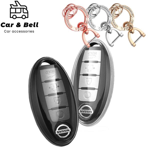 スマートキーケース ニッサン 日産 セレナ エルグランド スカイライン キューブ ノート エクストレイル 透明 キーカバー カーアンドベル KAN001839ケースカラー(CKY0033) A．クリア B．クリアブラックキーホルダーカラー(...