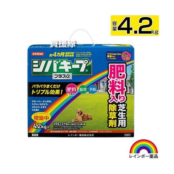 納期について：【取寄】通常3〜5日の発送予定(土日祝除く)■仕様メーカー:レインボー薬品品名:シバキーププラスα 4.2kgJANコード:4903471102999用途:芝生に使える粒状除草剤。農林水産省登録番号:第22749号肥料登録番号...