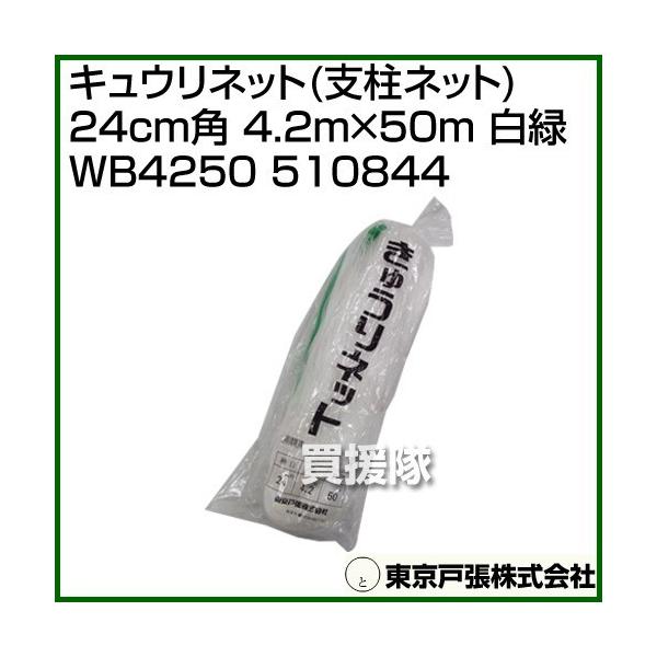 納期について：【取寄】通常3〜5日の発送予定(土日祝除く)■仕様メーカー:東京戸張品名:キュウリネット(支柱ネット) 24cm角 4.2m×50m [白緑] WB4250品番:510844JANコード:4900292208442カラー:白/...