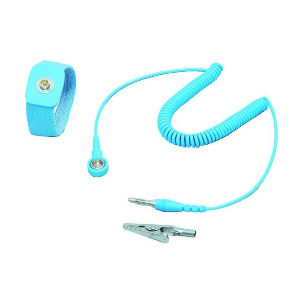 納期について：取寄品3〜5営業日目発送予定★欠品時除くメーカー名：(株)カスタム【 特長 】・導電繊維入りで長さ調節が可能なゴムバンド式です。【 用途 】・半導体工場・研究所での静電気除去。・材質:ポリエステル、ステンレス【 仕様 】品名:...