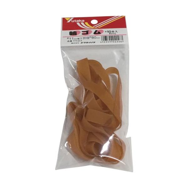 納期について：取寄品3〜5営業日目発送予定★欠品時除くメーカー名：(株)ユタカメイク【 特長 】・伸びがよく扱い易いです。・結束の定番品です。【 用途 】・小物の束ね、結束に。【 仕様 】品名:ユタカメイク ゴム 輪ゴム 11mm×80mm...