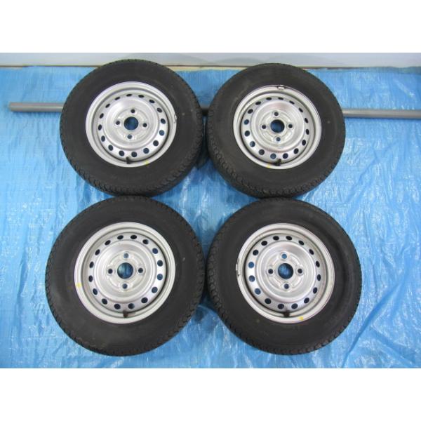 中古ホイール+中古タイヤセットホイールTOPY製 鉄ホイール12-3.5B 4H PCD100 SET+45 ハブ径約54mmタイヤYOKOHAMA SUPERVAN 355145/80R12 80/78NLT （6PR LT同等品）202...