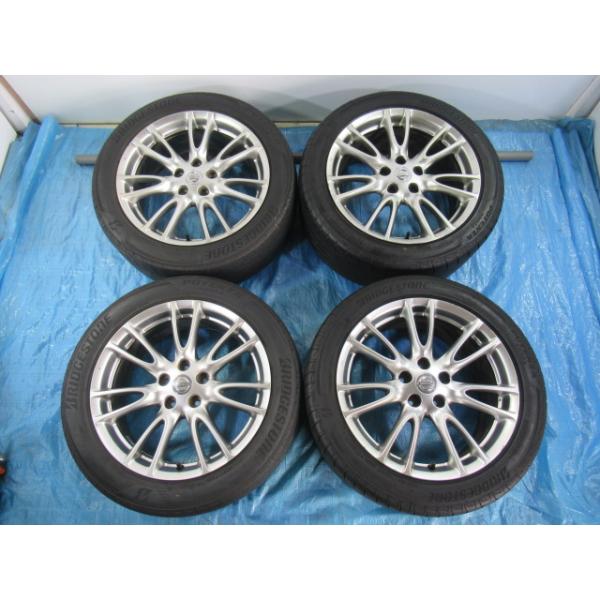 中古ホイール+中古タイヤセットホイール日産純正 ENKEI製（F）18-7.5J 5H PCD114.3 SET+45 ハブ径約66mm日産純正 ENKEI製（R）18-8.5J 5H PCD114.3 SET+50 ハブ径約66mmタイヤ...