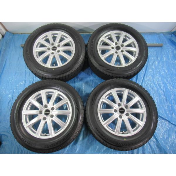 中古ホイール+中古タイヤセットホイールBRIDGESTONE BALMINUM16-6.5J 5H PCD114.3 SET+38 ハブ径約73mmタイヤBRIDGESTONE BLIZZAK VRX215/60R162019年製中古 4本...