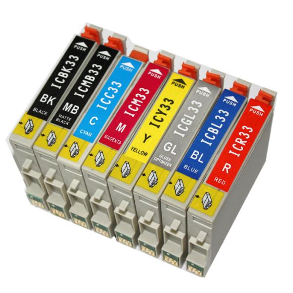 プリンター インク EPSON IC8CL33 インクカートリッジ 互換インク IC33 8色セット インク商品名 EPSON(エプソン)対応・互換インクIC33 ８色セット  対応メーカー EPSON(エプソン)＜カラー品番＞ICBK33...