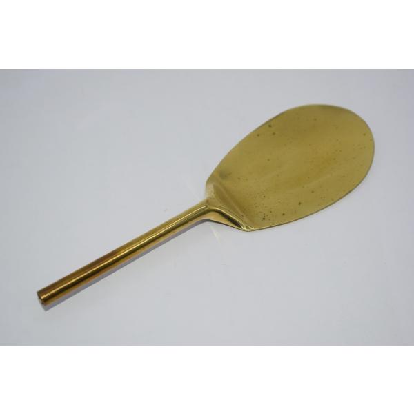 茶道具 灰押 小判 真鍮 灰匙 （1） 茶道 10-9803 14.2×4.5cm 高さ1.6cm 汚れ、錆、擦れはありますが、本体はしっかりしています、お稽古にお使いになるには差し支えありません。