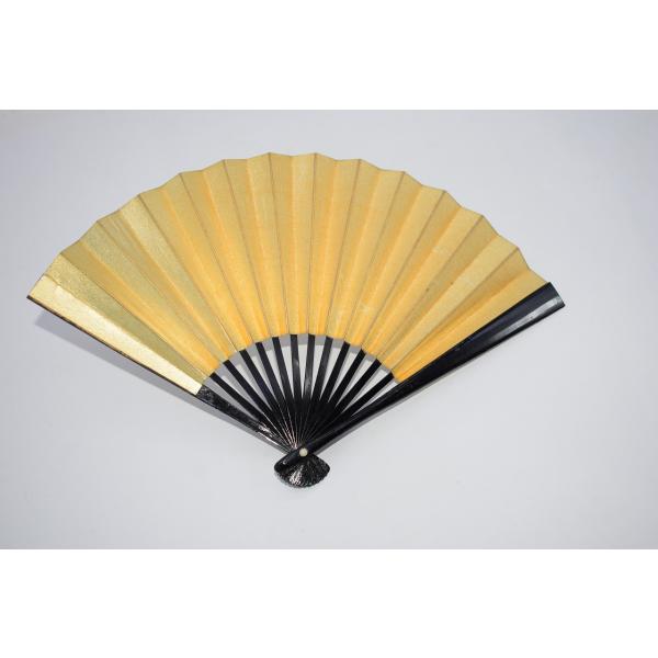 茶道具 茶道用 扇子 扇  5寸 黒塗 金銀 茶道 21-9315 24.1×15.2cm 汚れ、擦れはありますが、本体はしっかりしています、お稽古にお使いになるには差し支えありません。