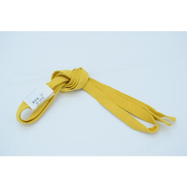 茶道具 真田紐 黄 化繊 4分幅 袋織 （13） 約149×1.2cm 注）寸法は商品の性質上、概測です。 折れ、汚れ、織キズはありますが、本体はしっかりしています、素材としてお使いください。
