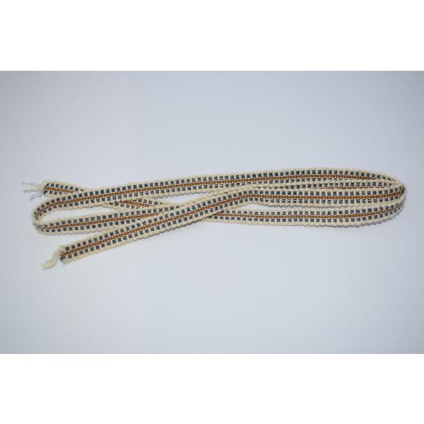 真田紐 白紺中茶 木綿 2分幅 約62×0.7cm 袋織 32-9409 注）寸法は商品の性質上、概測です。 汚れ、擦れ、シミはありますが、本体はしっかりしています、お稽古にお使いになるには差し支えありません。