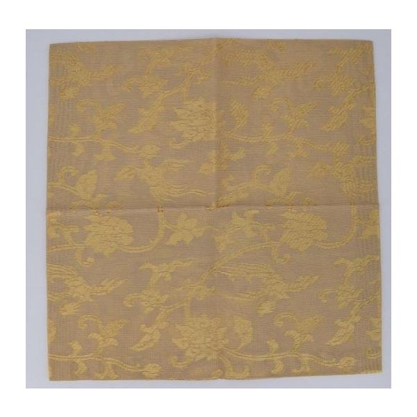 茶道具 出帛紗 出服紗 金紗 二重蔓牡丹鳳凰紋 正絹 t dashifu-04 約27.5cm×28cm 名物裂 敷物 帛紗 服紗 袱紗 テーブルセンター ドイリー （花瓶敷き） 注）帛紗は4つ折にしてクリックポストでお送りします、折り目が...