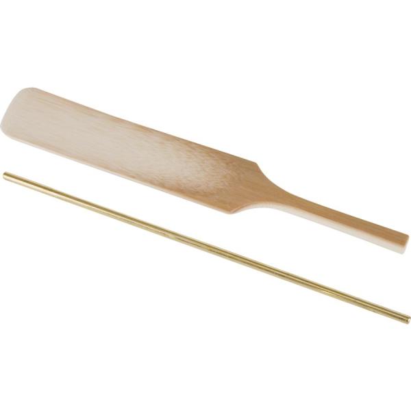 茶道具 竹灰押・真鍮筋棒セット 化粧箱入