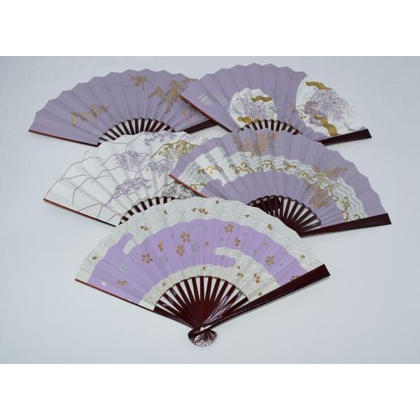 茶道具 茶道用 扇子 花月 溜塗 ５寸 紫系 1点 ougi-025 注）画像は見本です。柄はお任せください。