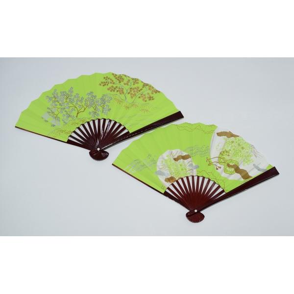茶道具 茶道用 扇子 花月 溜塗 緑系 1点 ５寸 ougi-026g 注）画像は見本です。 柄はお任せください。