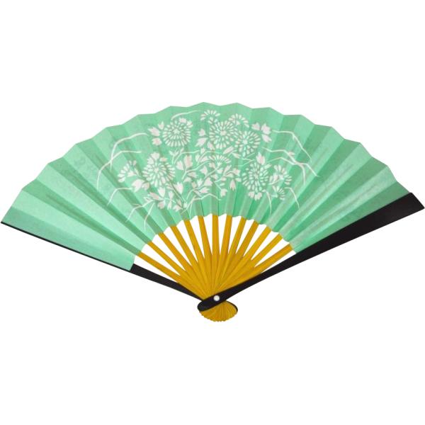 茶道具用 扇子 黒塗 表千家(利休〜而妙斎)花押集 菊絵 6.5寸 ougi-038a 注）画像は見本です