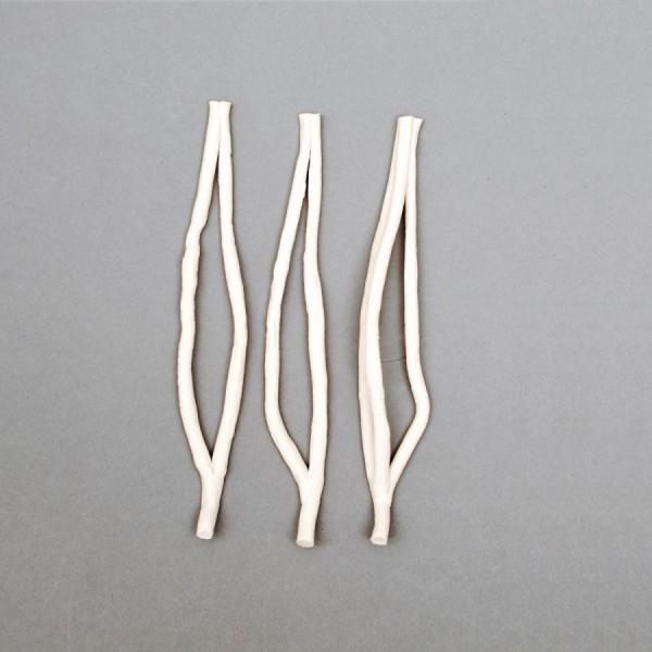 茶道具 陶器枝炭 陶器製 セラミック製 3本 燃えない枝炭 化粧箱入 炉用(二又2本、三ツ又1本)