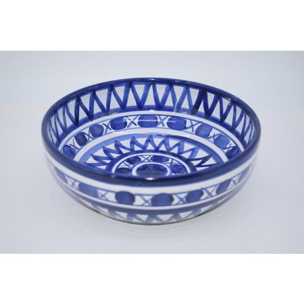 茶道具 菓子器 ヴァロリス焼 藍絵鉢 Robert Picault （ロベール・ピコ） 作 紙箱 茶道 tz23-007 径19.8cm 高さ6.8cm 注)長期在庫品につき箱に変色等が見られますが、本体は問題ございません。