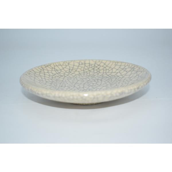 茶道具 茶筅皿 香炉釉 佐々木 松楽 造 約(径14.1cm 高さ2.8cm)