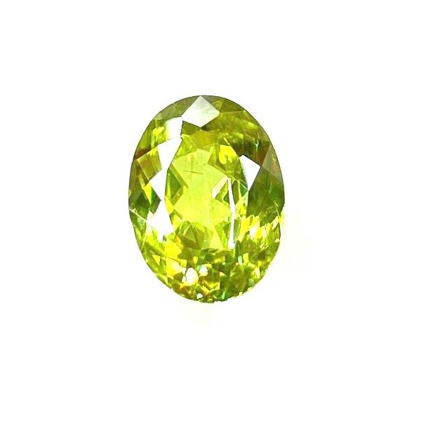 黄緑をしたスフェーンのオーバルカットです。スフェーン特有のキラキラと輝くテリがあり、ルーペで見てもキズやインクルージョンはありません。均整の取れたオーバルでリングやペンダントにお使いいただけると思います。10.2×7.6×4.5mm　2.7...
