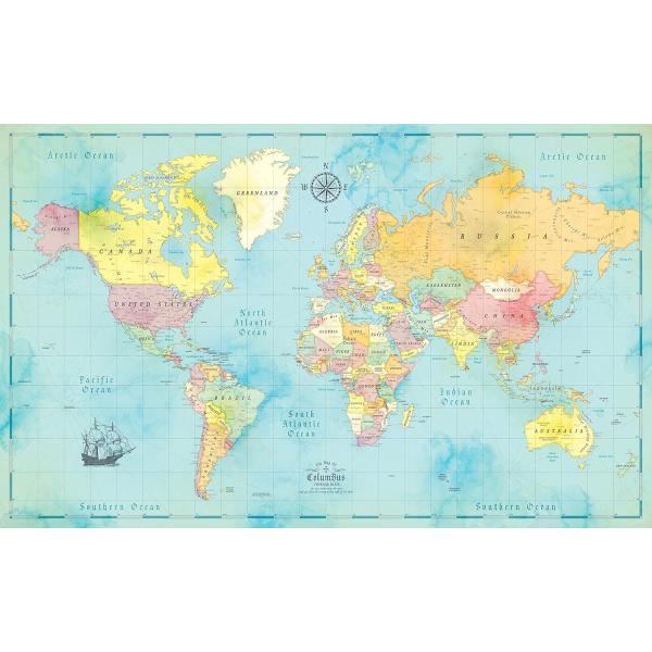 沖縄・離島・・送料別途世界地図塗り絵＆インテリアポスター　箱入●ヴィンテージブルーの２種類セット＊地図ポスター２枚入り●箱入りの為プレゼントにも最適です世界地図のインテリアポスター<ザ・マップ・オブ・コロンバス>は2枚構成となっ...